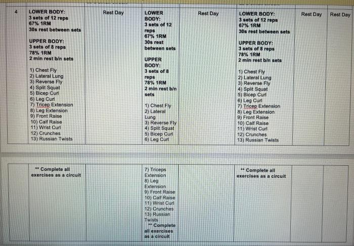 Solved Design a 4-week resistance training exercise program | Chegg.com