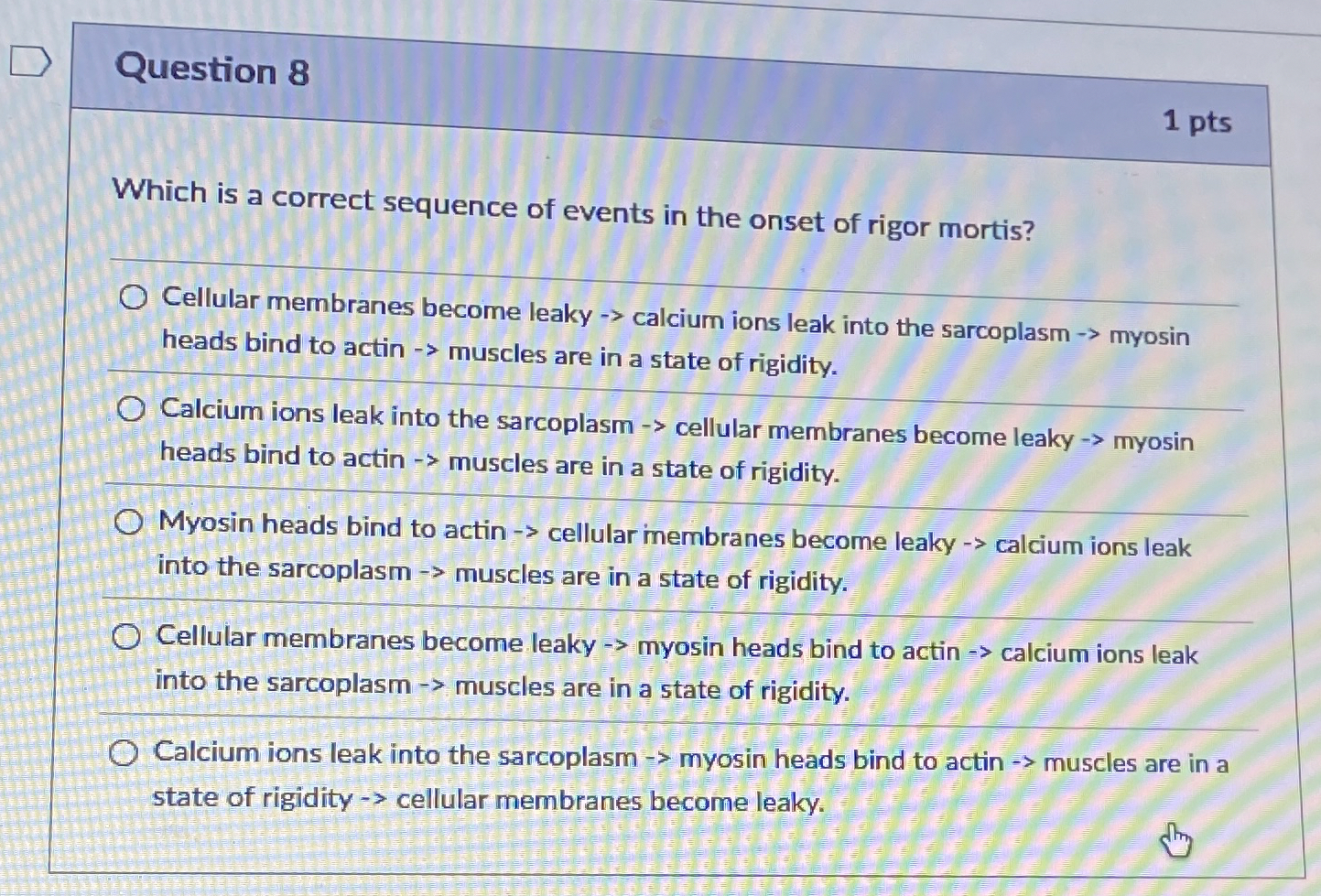 Solved Question 81 ﻿ptsWhich is a correct sequence of events | Chegg.com