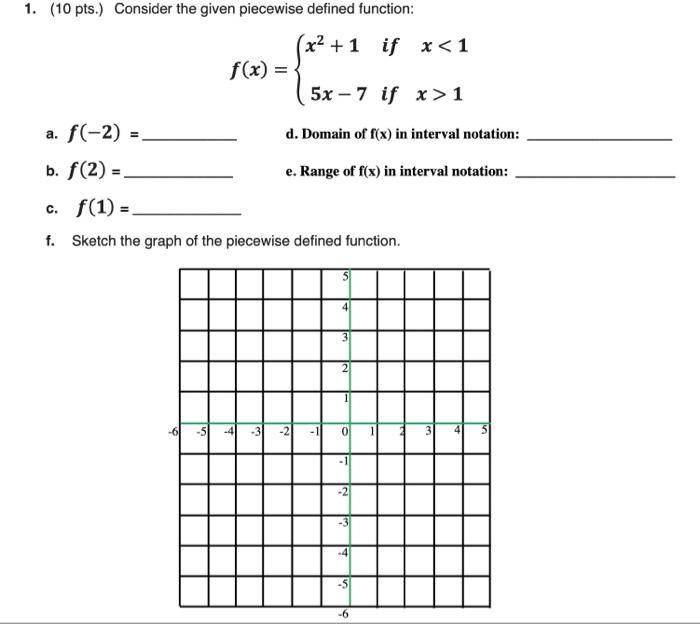 Solved 10 Pts Consider The Given Piecewise Defined 9092