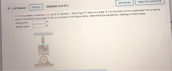 Solved 9. [-/2 Points) DETAILS SERPSE9 14.P.071. MY NOTES | Chegg.com Solved 9. [-/2 Points) DETAILS SERPSE9 14.P.071. MY NOTES | Chegg.com
