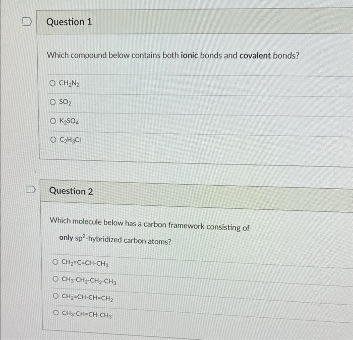 Solved Which compound below contains both ionic bonds and | Chegg.com