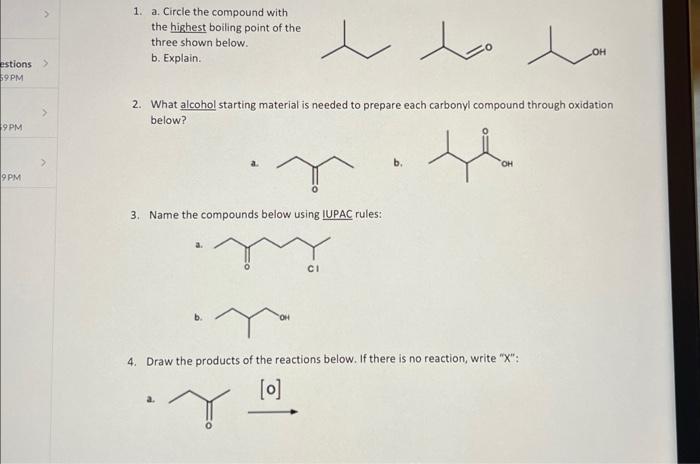 Solved 1. a. Circle the compound with the highest boiling | Chegg.com