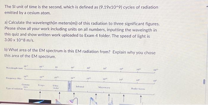 Solved The SI unit of time is the second, which is defined | Chegg.com