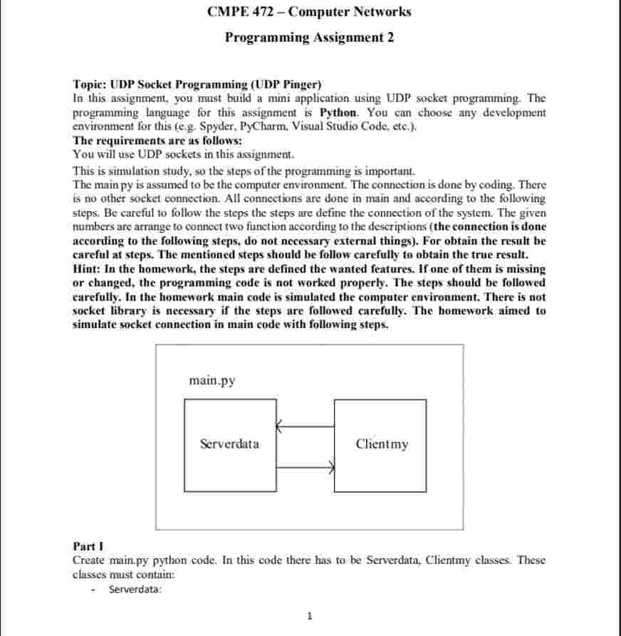 Solved CMPE 472 - ﻿Computer NetworksProgramming Assignment | Chegg.com
