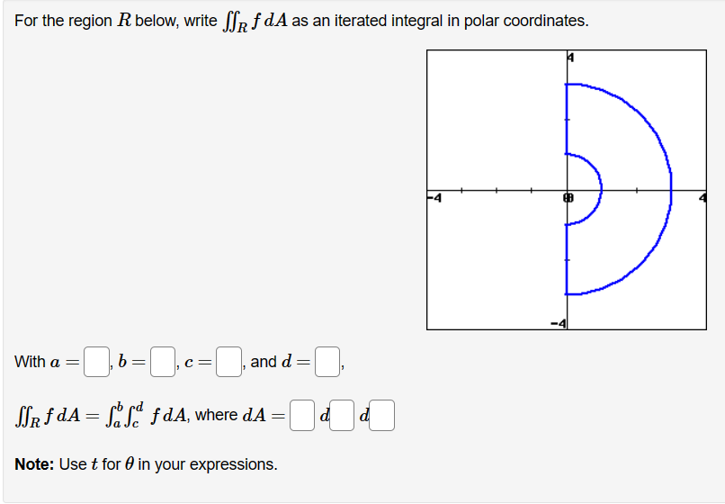 Solved For the region R ﻿below, write ∬RfdA as an iterated | Chegg.com