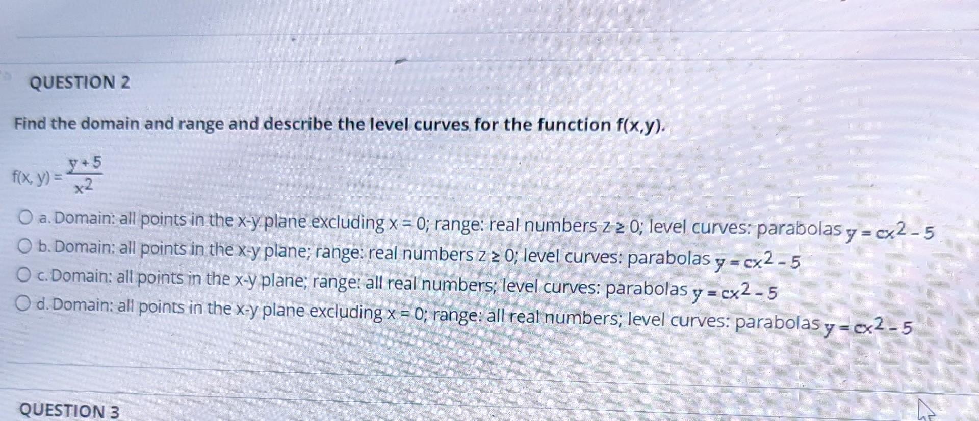 Solved Find the domain and range and describe the level | Chegg.com