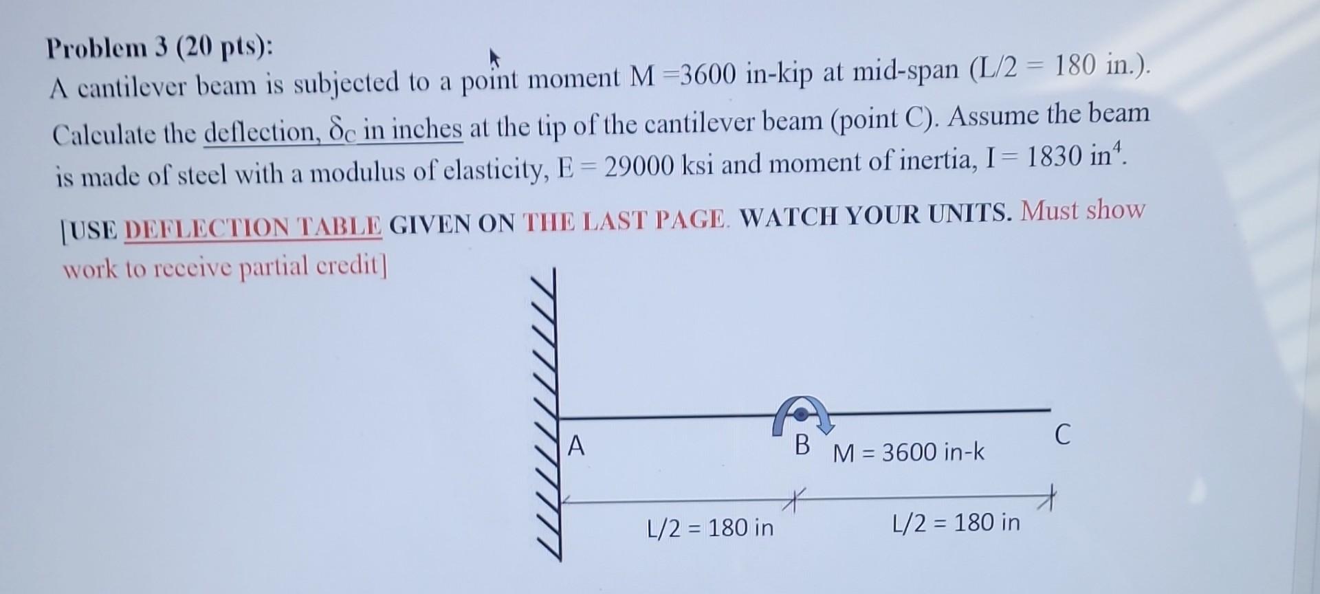 Solved Problem 3 (20 pts): A cantilever beam is subjected to | Chegg.com