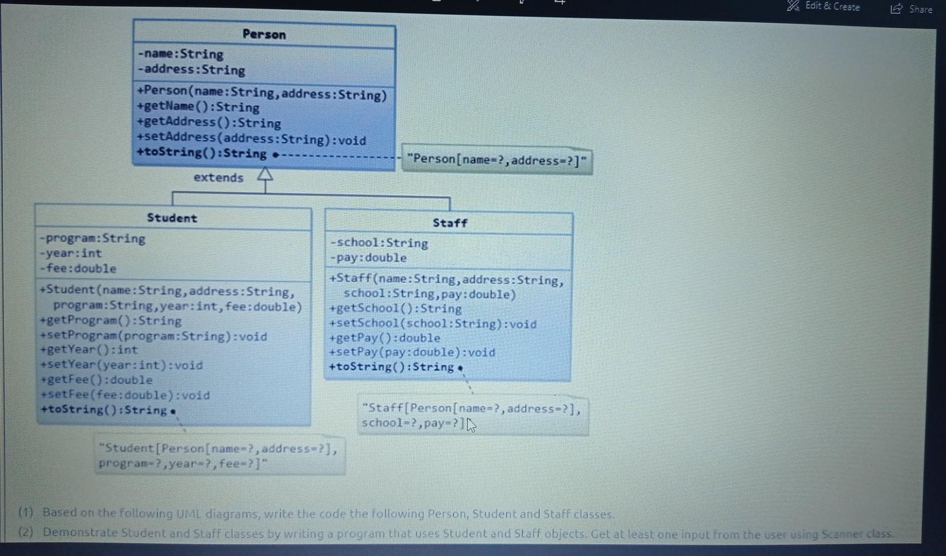 Solved Edit & Create 6 Share Person -name:String | Chegg.com