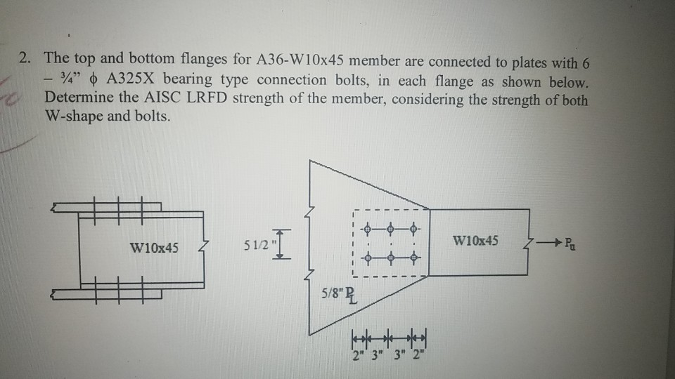 Solved 2. The top and bottom flanges for A36-W10x45 member | Chegg.com