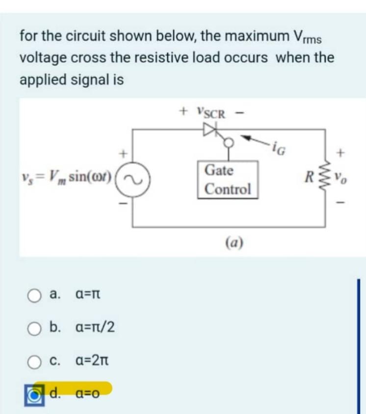 Solved for the circuit shown below, the maximum Vrms | Chegg.com