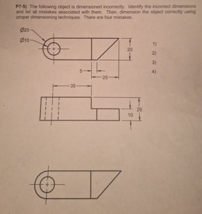 Solved P7-5) ﻿The following object is dimensioned | Chegg.com
