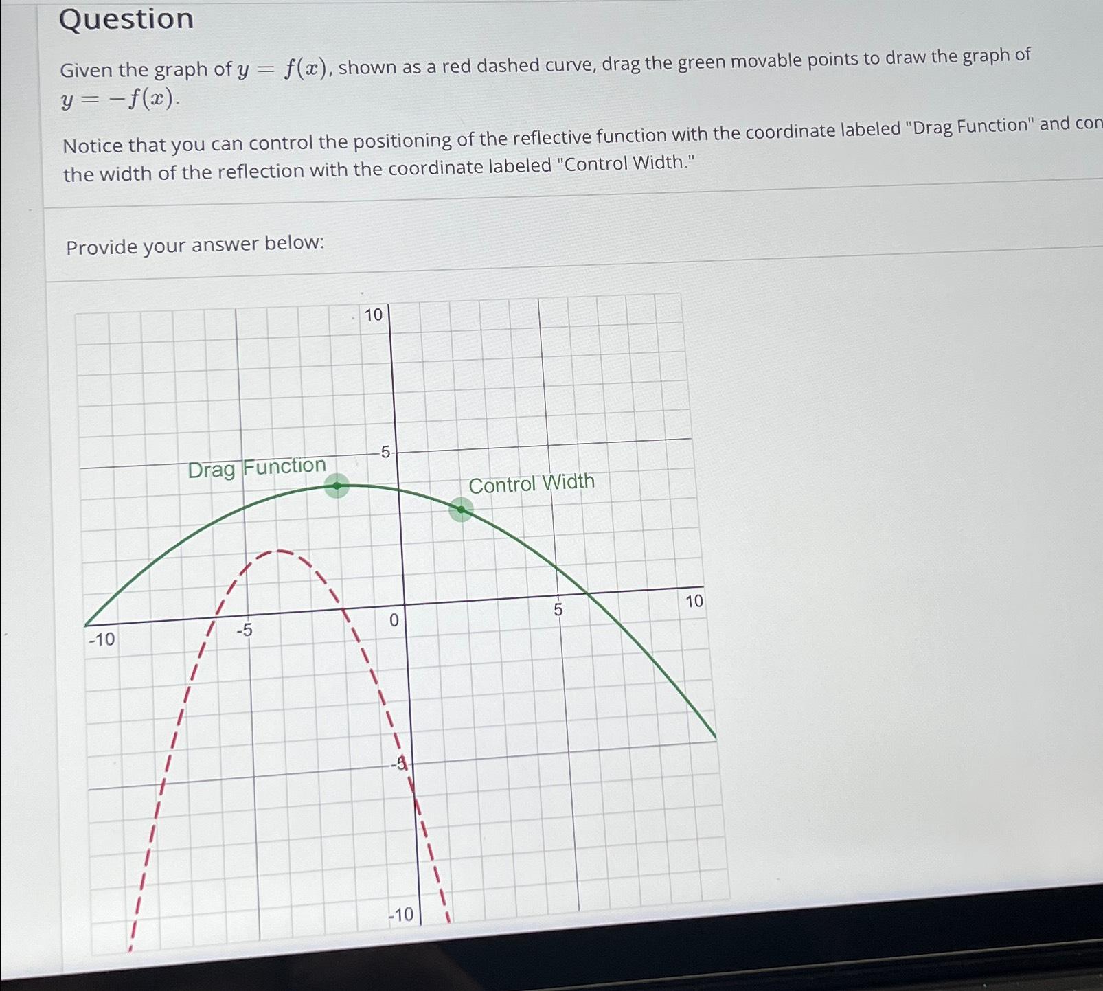 Solved QuestionGiven the graph of y=f(x), ﻿shown as a red | Chegg.com