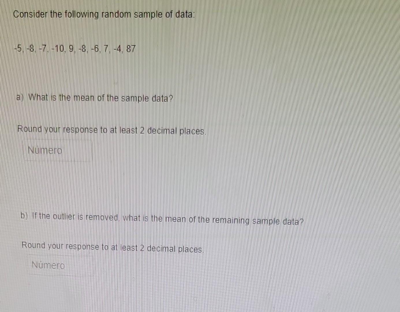 Solved Consider the following random sample of data: -5, | Chegg.com