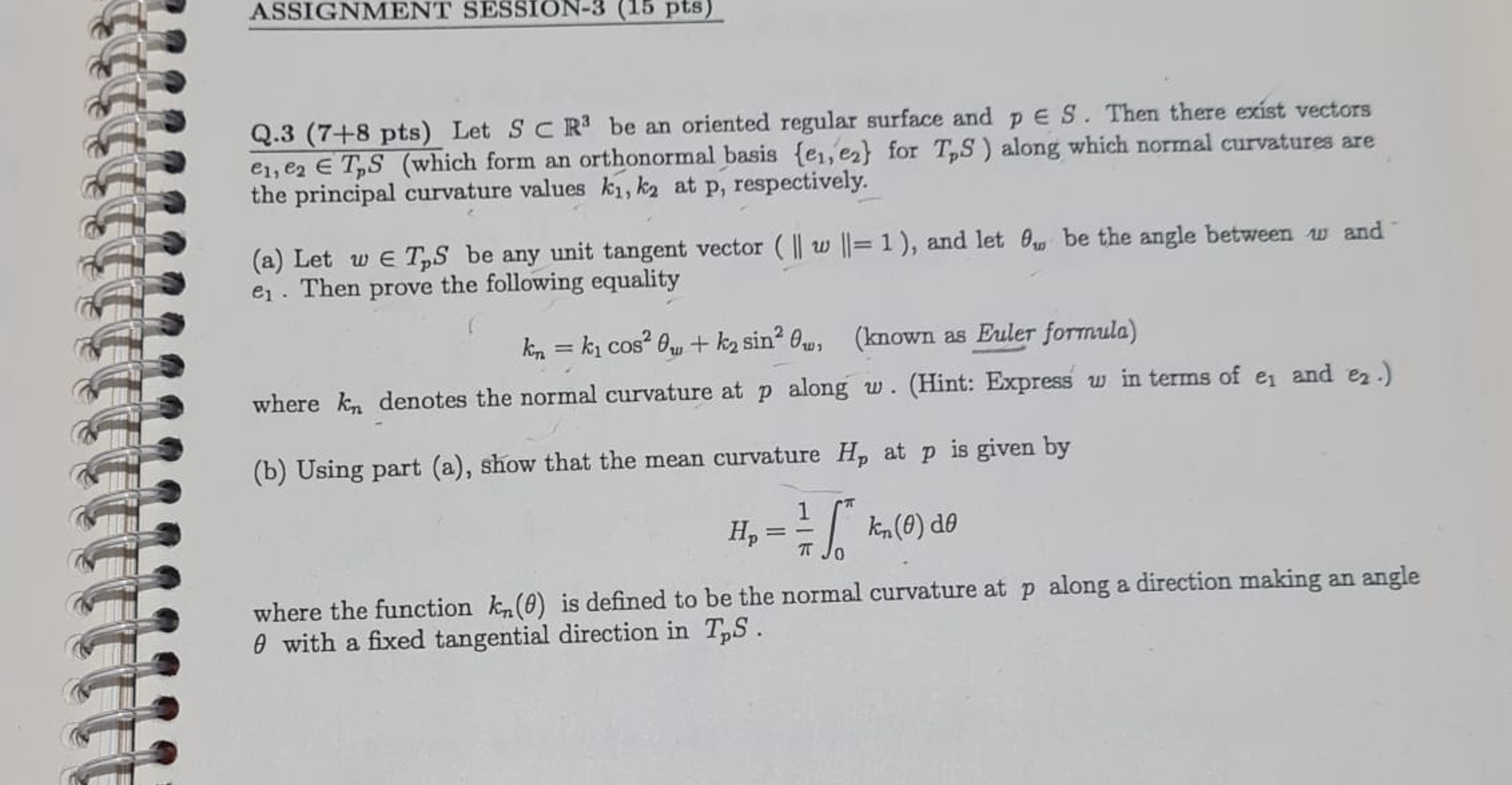 Solved Q. 3(7+8pts) Let SsubR3 be an oriented regular | Chegg.com Solved Q. 3(7+8pts) Let SsubR3 be an oriented regular | Chegg.com