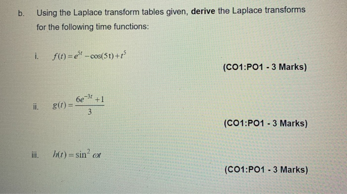Solved b. Using the Laplace transform tables given, derive | Chegg.com