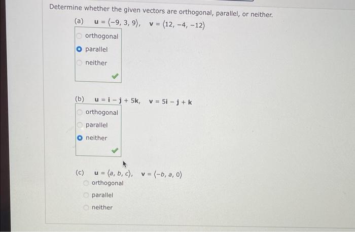 Solved Determine Whether The Given Vectors Are Orthogonal
