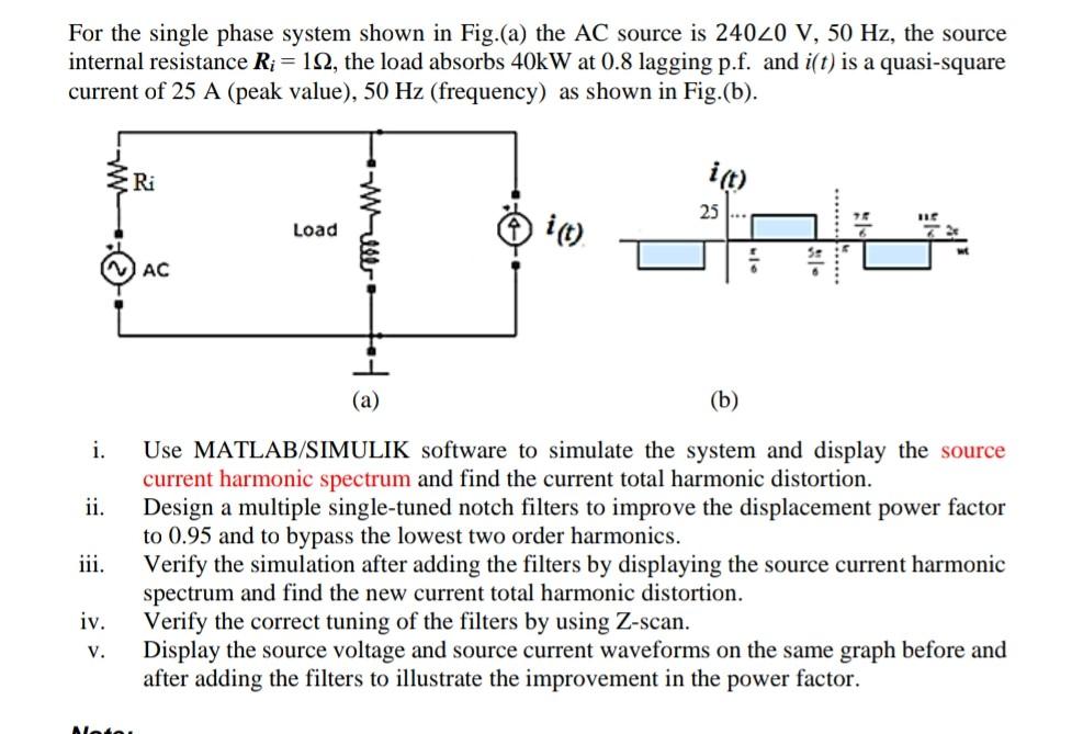 Solved For the single phase system shown in Fig.(a) the AC | Chegg.com