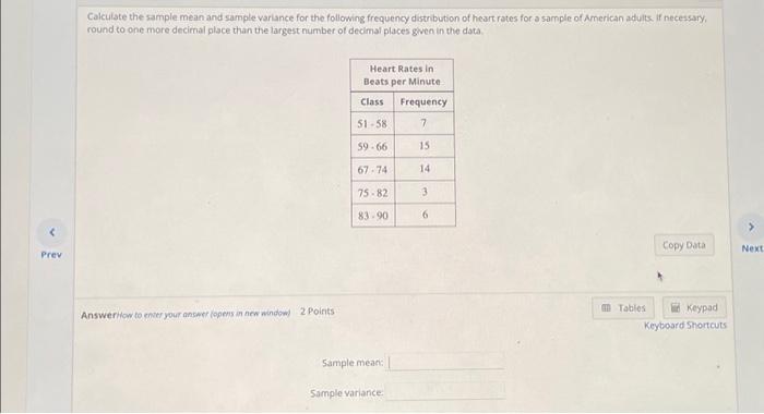 Solved Calculate the sample mean and sample variance for the | Chegg.com