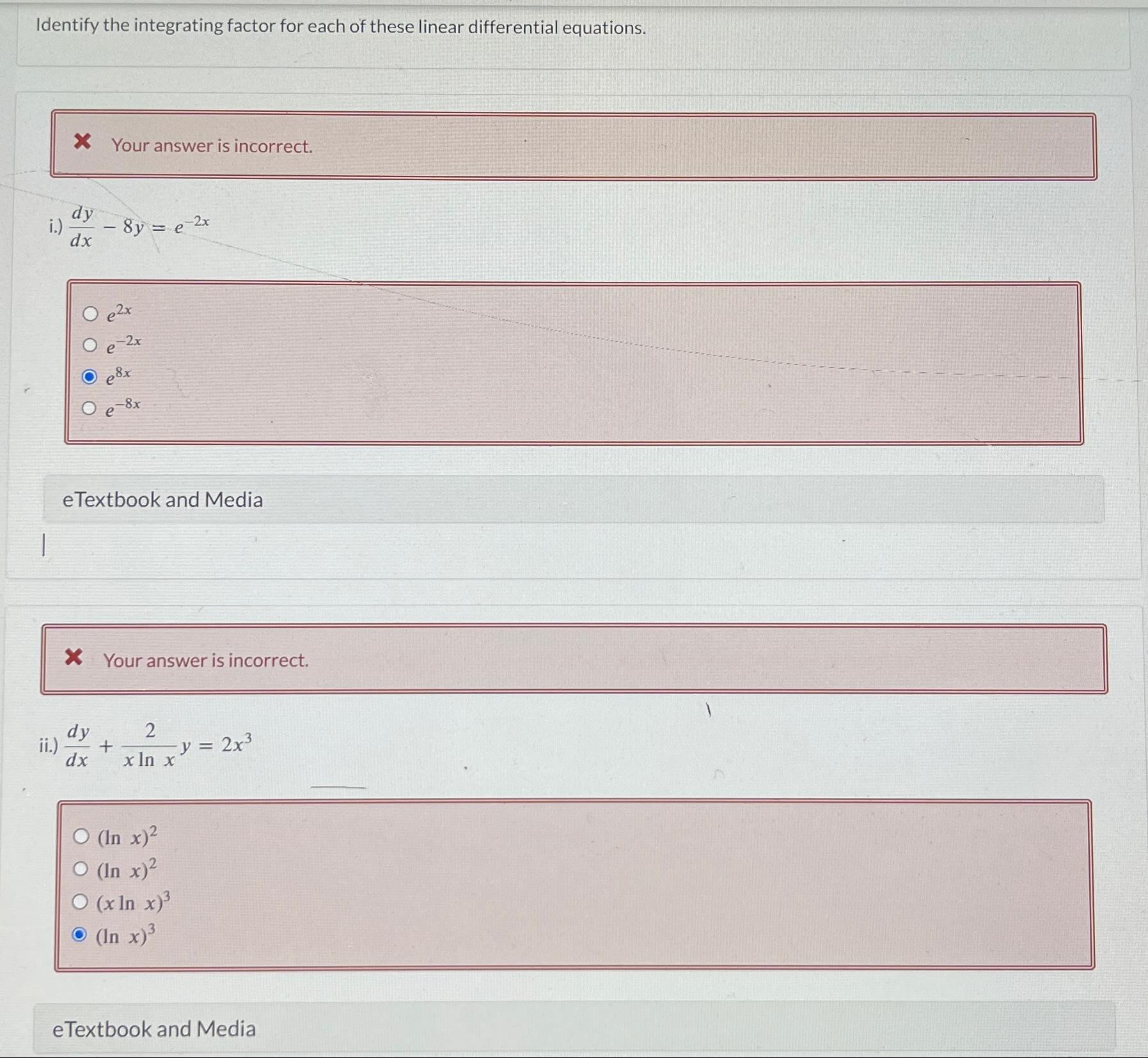 Solved Identify the integrating factor for each of these | Chegg.com