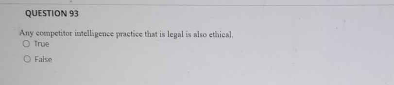 Solved QUESTION 93Any competitor intelligence practice that | Chegg.com