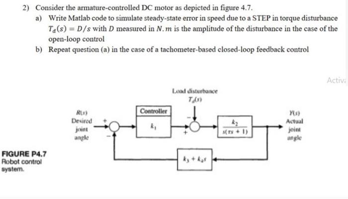 Solved 2) Consider the armature-controlled DC motor as | Chegg.com