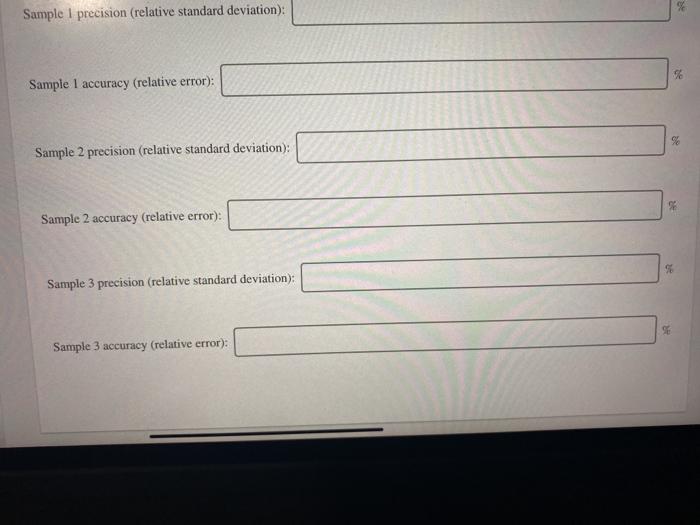 Solved Determine the precision and accuracy of these data | Chegg.com
