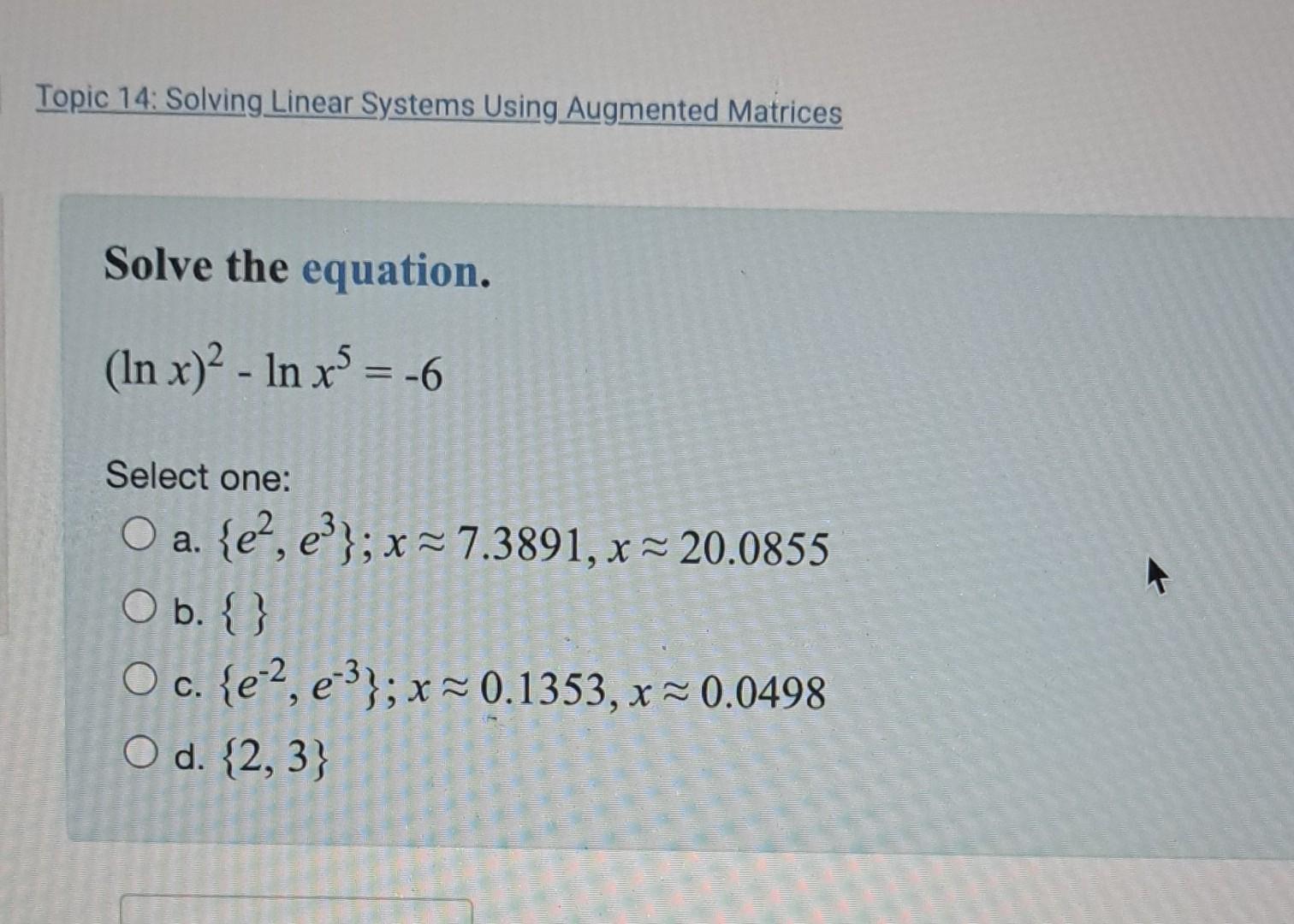 Solved Topic 14: Solving Linear Systems Using Augmented | Chegg.com