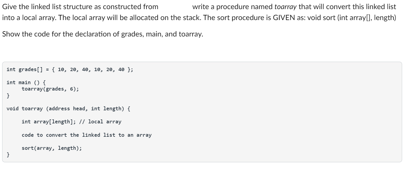 Solved Give the linked list structure as constructed | Chegg.com
