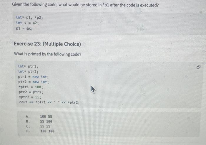 Solved Assume we have defined p1 and p2 to be integer | Chegg.com