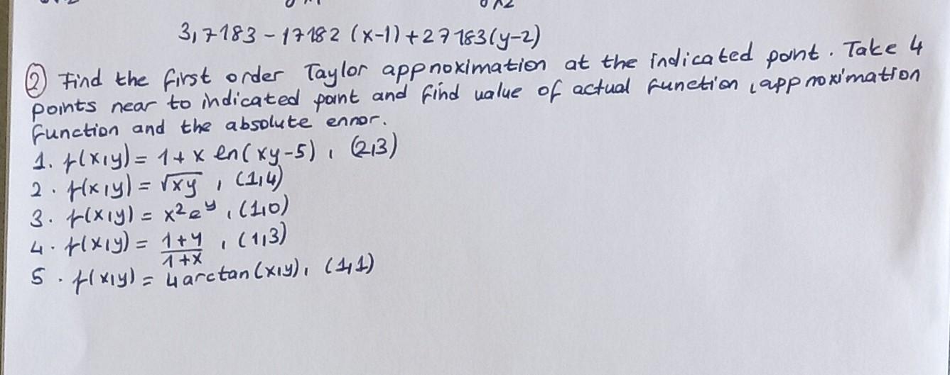 Solved 3,7183−17182(x−1)+27183(y−2) (2) Find the first order | Chegg.com