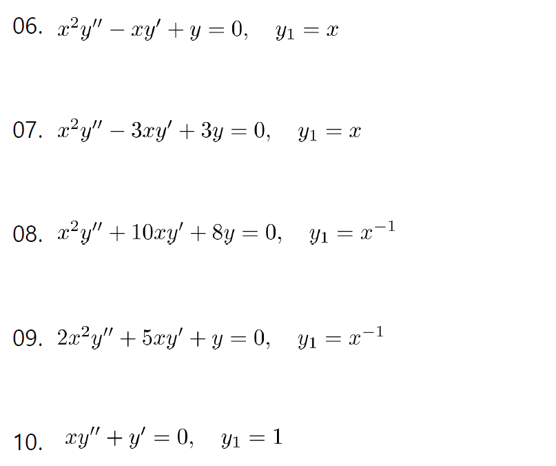Solved Find the second solution y2 ﻿by the given y1 ﻿in each | Chegg.com