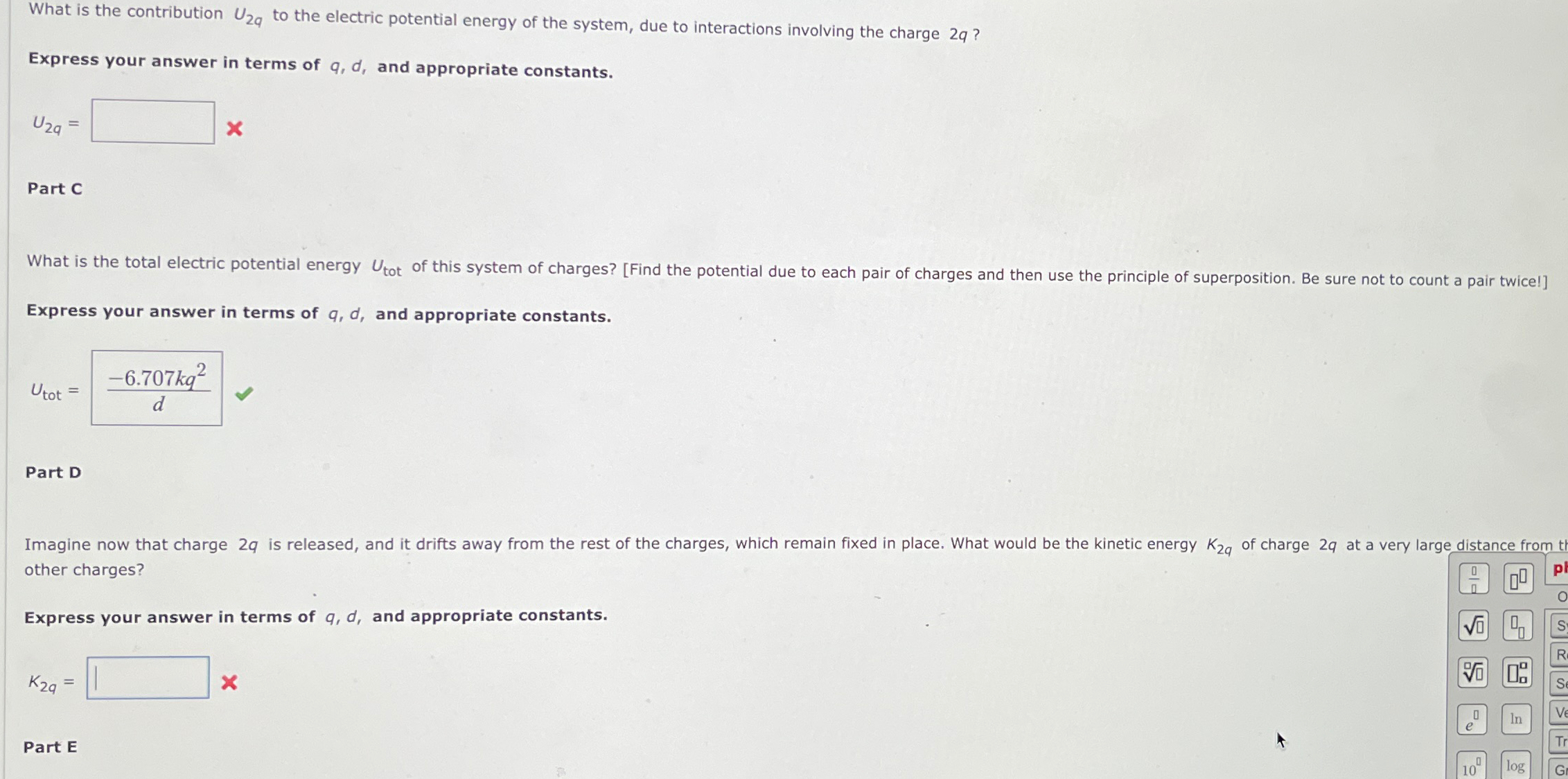 Four point charges form a square with sides of length | Chegg.com