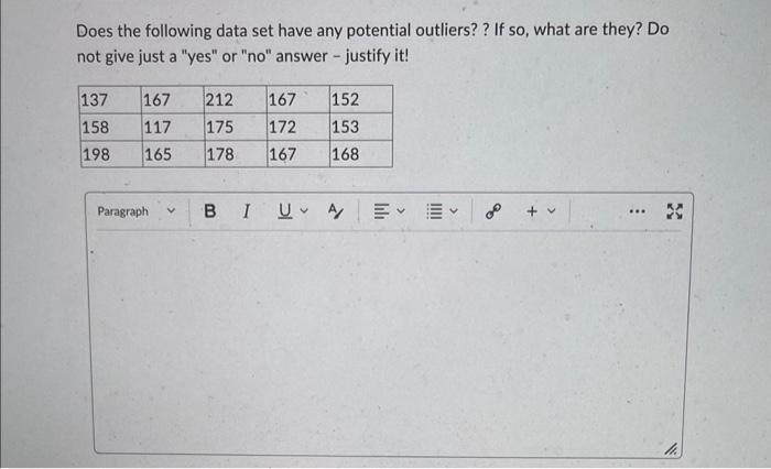 Solved Does the following data set have any potential | Chegg.com