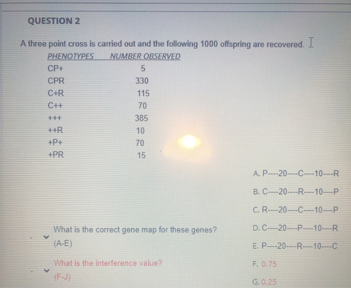 QUESTION 2 A three point cross is carried out and the | Chegg.com