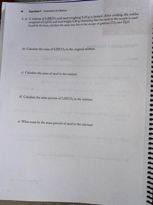 Solved EXPERIMENT Composition of a Mixture Prelaboratory | Chegg.com