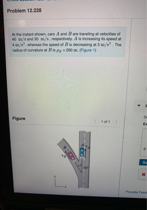 Solved Problem 12.228 At the instant shown, cars A and B are | Chegg.com