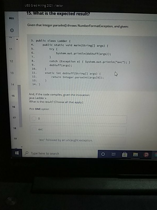 Solved UBS Grad Hiring 2021. Vellor 15. What is the expected | Chegg.com