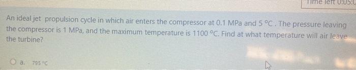Solved An ideal jet propulsion cycle in which air enters the | Chegg.com