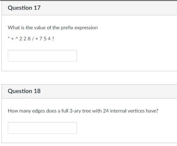 Solved What is the value of the prefix expression \\[ { | Chegg.com