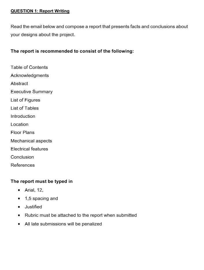 Solved QUESTION 1: Report Writing Read the email below and | Chegg.com