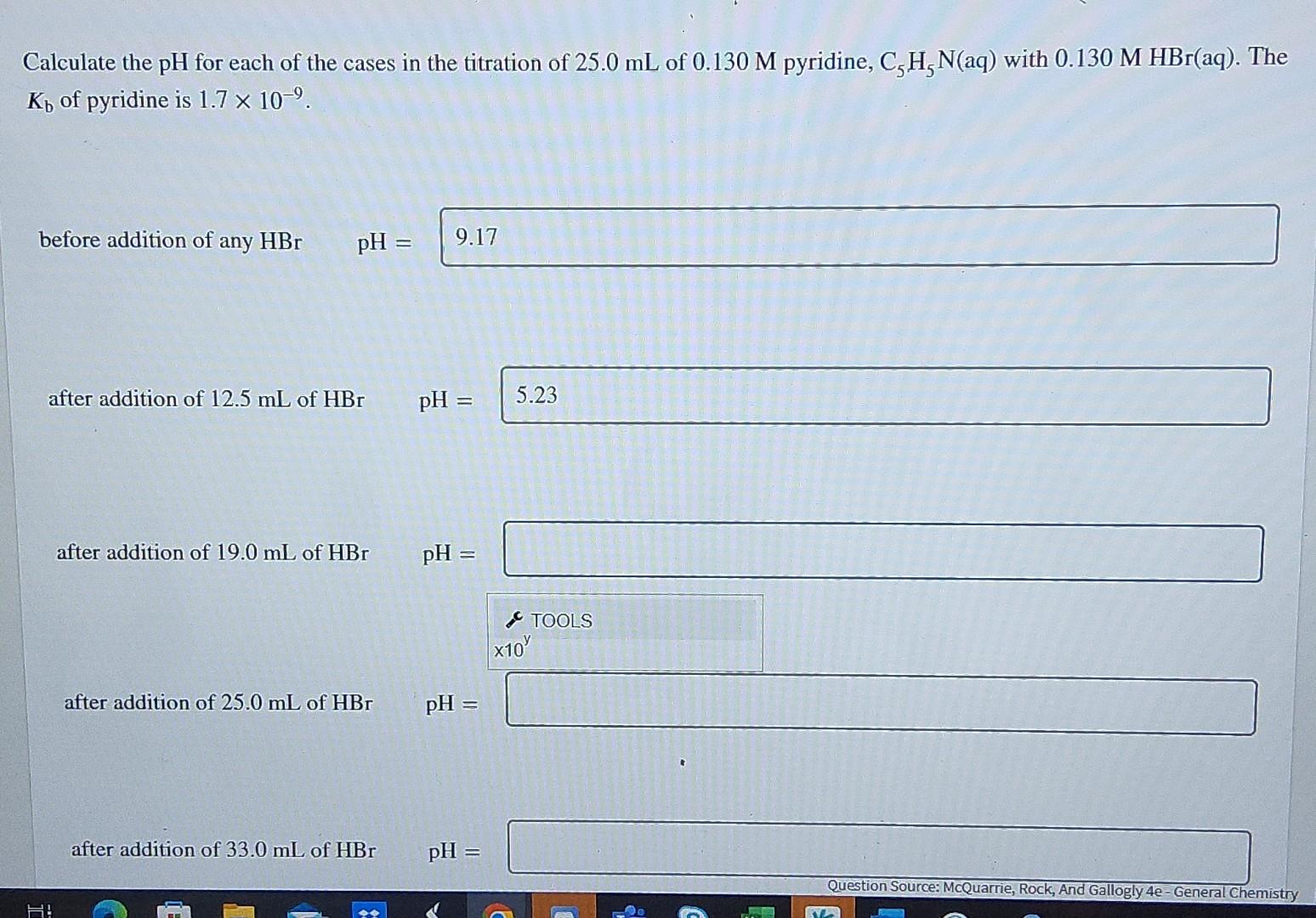 Solved Calculate the pH for each of the cases in the | Chegg.com