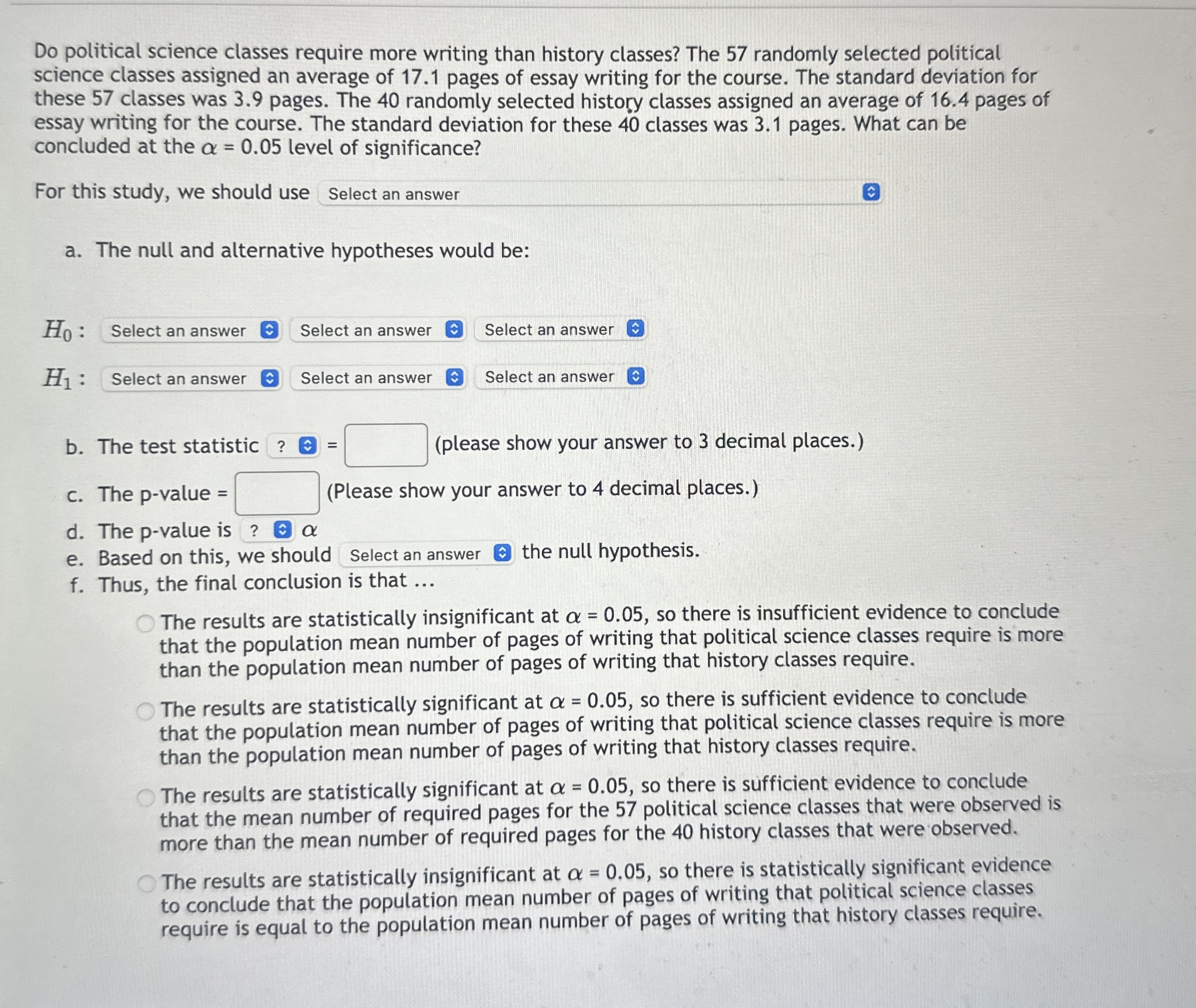 Solved Do political science classes require more writing | Chegg.com