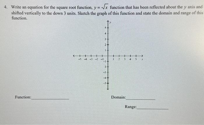Solved 4. Write an equation for the square root function, | Chegg.com