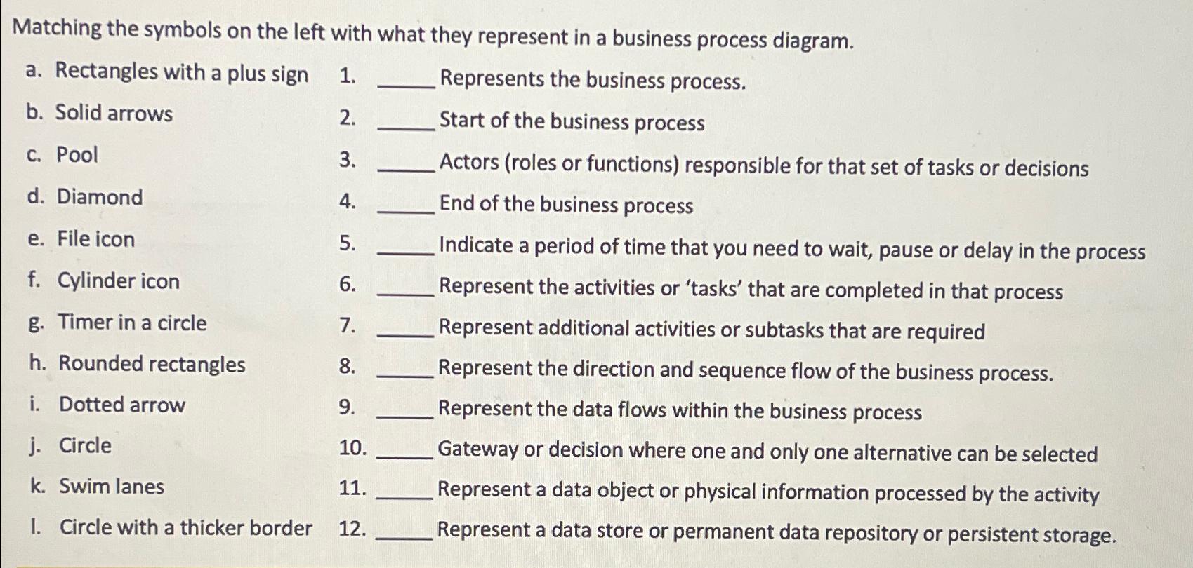 Solved Matching the symbols on the left with what they | Chegg.com