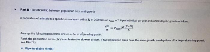 Solved Part B - Relationship between population size and | Chegg.com