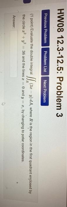 Solved HW08 12.3-12.5: Problem 3 Previous Problem Problem | Chegg.com
