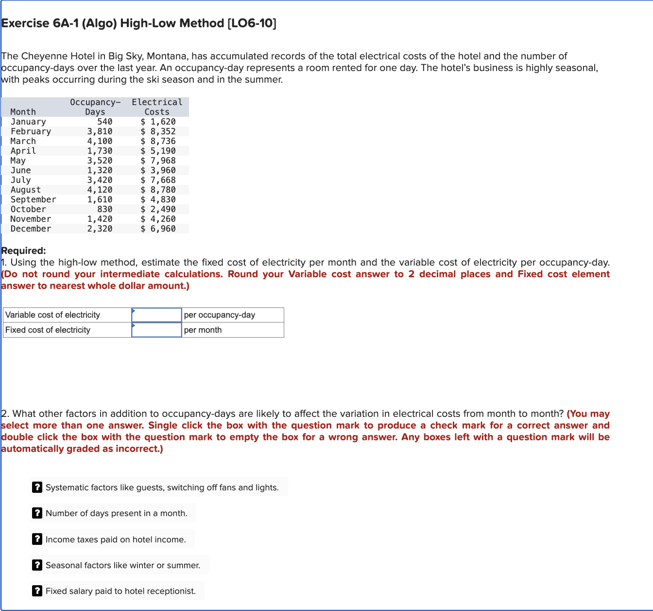 Solved Exercise 6A-1 (Algo) ﻿High-Low Method [L06-10]The | Chegg.com