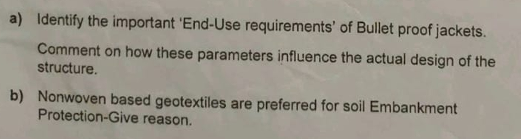 Solved a) ﻿Identify the important 'End-Use requirements' of | Chegg.com