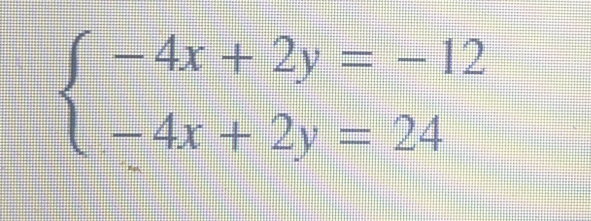 Solved -4x+2y=-12-4x+2y=24 ﻿Solve the system of linear | Chegg.com