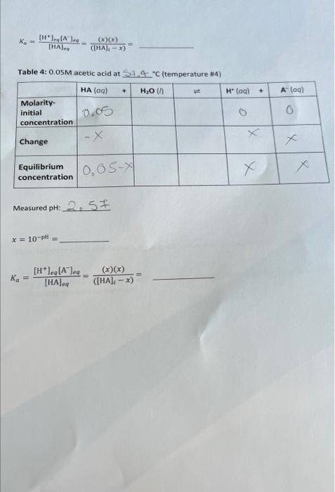 Solved Experiment 11 - Thermodynamics of Acetic Acid In this | Chegg.com